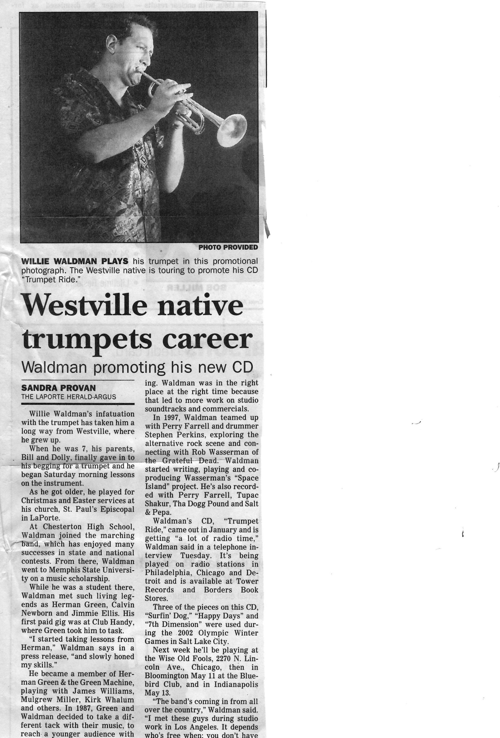 Westville native trumpets career | Willie Waldman Project